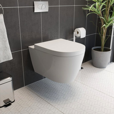 Aveli Rimless Wall Hung Toilet Pan WC Soft Close Seat Geberit Concealed ...