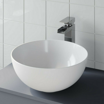 Aveli Round Countertop Basin Sink Ceramic Vanity Wash Bathroom Curved ...
