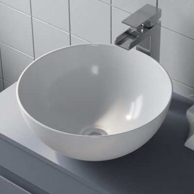 Aveli Round Countertop Basin Sink Ceramic Vanity Wash Bathroom Curved ...