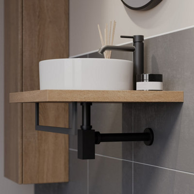Aveli Square Bottle Trap Waste for Wash Basin Sink Bathroom Black 1 1/4 ...