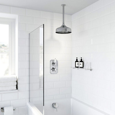 Aveli Thermostatic Concealed Lever Cross Shower Bath Filler Ceiling ...