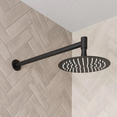 Aveli Thermostatic Mixer Shower Round Rainfall Head Valve Wall Mounted ...
