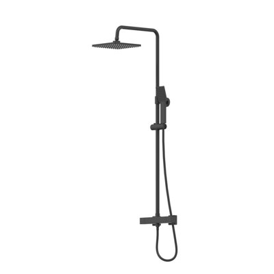 Aveli Thermostatic Mixer Shower Square Dual Head Riser Rail Handset ...