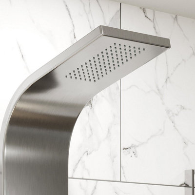Aveli Thermostatic Shower Panel Column Tower Body Jets Twin Head ...