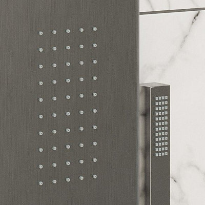 Aveli Thermostatic Shower Panel Column Tower Body Jets Twin Head ...