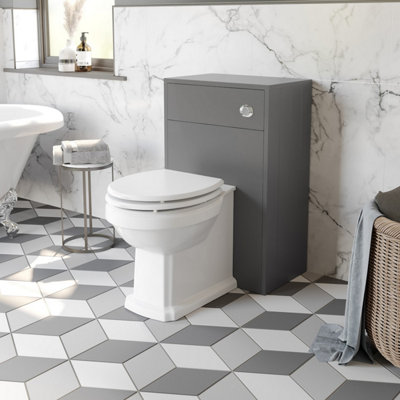 Aveli Traditional Back to Wall Toilet Unit Cistern Seat Grey 500mm BTW ...
