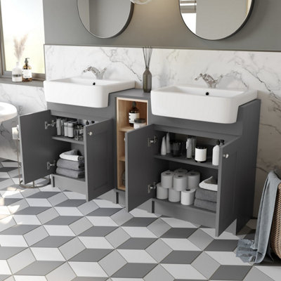 Aveli Traditional Double Vanity Basin Unit & Shelving Bathroom ...
