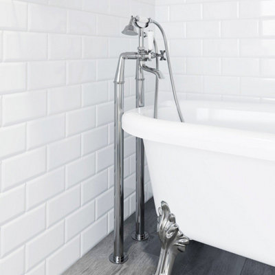 Aveli Traditional Freestanding Bath Shower Mixer Tap Crosshead Handle ...