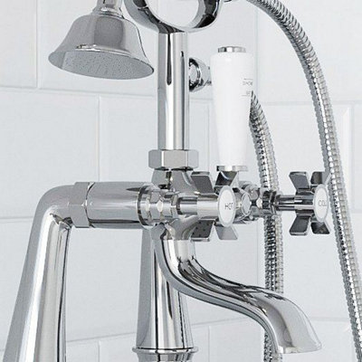 Aveli Traditional Freestanding Bath Shower Mixer Tap Crosshead Handle ...