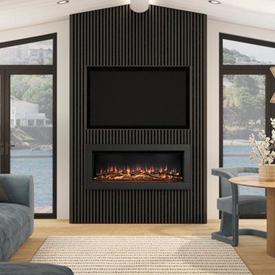 Avella Grande Matt Black Inset Wall Mounted Electric Fire