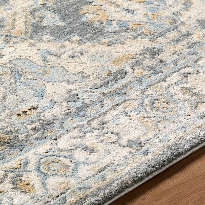 Avellino-Vintage Beige Grey Blue Traditional Boho High Pile Living ...