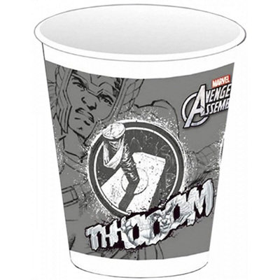 Avengers emble Plastic Thor 200ml Party Cup (Pack of 8) Grey/White (One ...