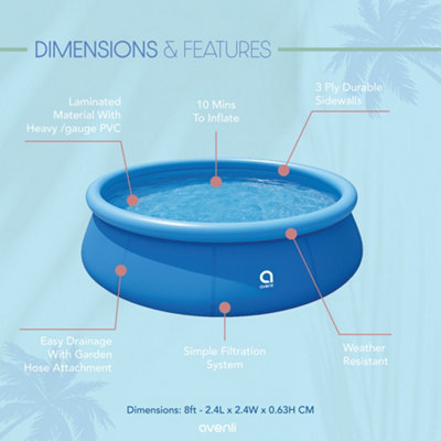 Avenli 8ft Diameter Inflatable Family Pool