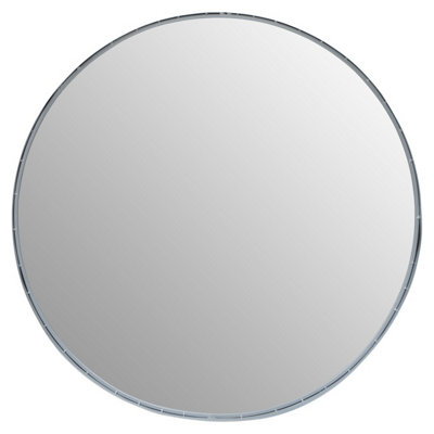 Avento Large Round Silver Wall Mirror