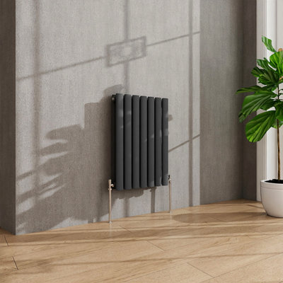 AVER-GROWTH Anthracite Radiator Horizontal Oval Column Double Panel Rad ...