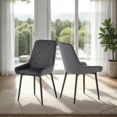 Avery Dining Chair (Pack of 2) - L59 x W48 x H90 cm - Grey Velvet