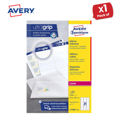 Avery L7160-250 Address Labels, 5250 Per Pack 63.5 x 38.1 mm, Permanent