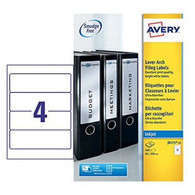Avery Lever Arch File Labels, Printable & Smudge Free, 200 x 60 mm ...