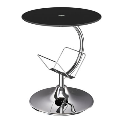 AVF 45cm x 45cm Side Table with Magazine Rack - Black Glass & Chrome