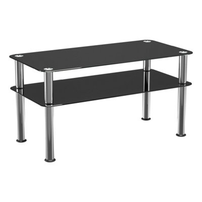 AVF Black Glass and Polished Leg Coffee Table - 80 x 40cm | DIY at B&Q