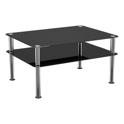 AVF Black Glass and Polished Leg Coffee Table - 80 x 60cm | DIY at B&Q