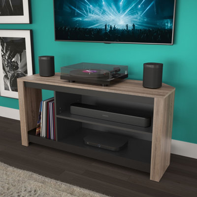 AVF CAG120GO Calibre Alto 1200 Corner TV Stand with Vertical Storage Rustic Oak