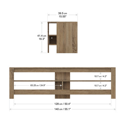 AVF Calibre 1.4m TV Stand, for TVs up to 65" - Rustic Sawn Oak
