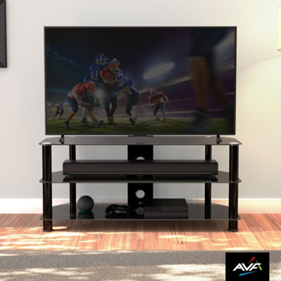 AVF Classic 1.14m Glass Corner TV Stand with Cable Management for TVs ...