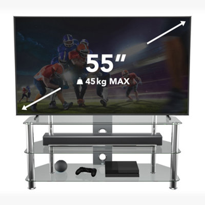 Clear glass corner tv stand store