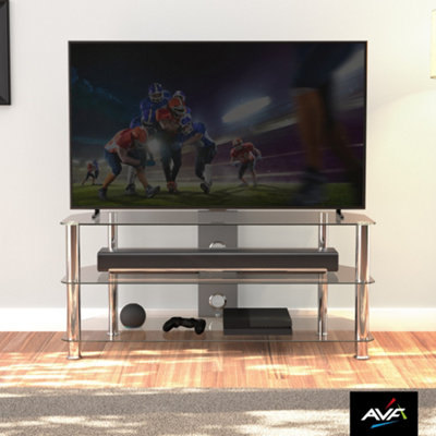 AVF Classic 1.14m Glass Corner TV Stand with Cable Management for TVs ...