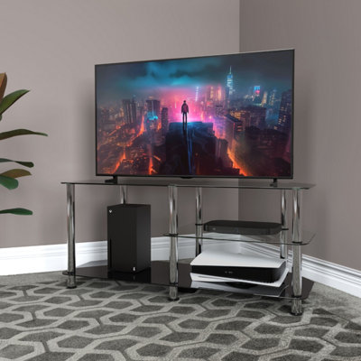 AVF Classic 1.14m Glass Corner TV Stand with Vertical Storage for TVs up to 55