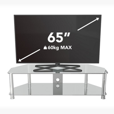 AVF Classic 1.4m Glass Corner TV Stand with Cable Management for TVs up ...