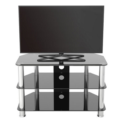 AVF Classic 80cm Glass Corner TV Stand with Cable Management for TVs up ...
