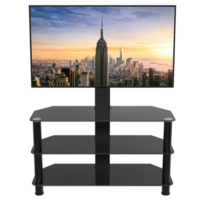 AVF Classic Glass 90cm TV stand with TV Mounting Column, for TVs 32-60 ...