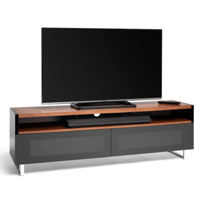 AVF Panorama Plus 1.6m TV Stand with Reversible Top Soundbar Shelf Walnut Black