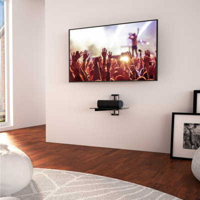 AVF Single Shelf AV Shelving Black and Silver | DIY at B&Q