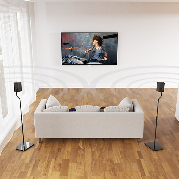 AVF Surround Sound Speaker Floor Stand Pair - Black Glass AVF Surround Sound Speaker Floor Stand Pair - Black Glass