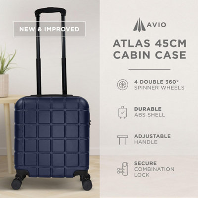 AVIO Carry On Suitcase 45cm Navy Hard Shell Lightweight Cabin Bag ...