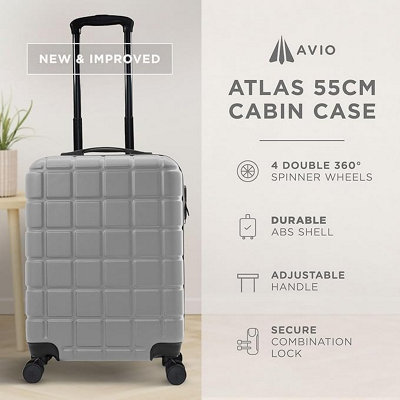 AVIO Grey Atlas 52cm Cabin Suitcase Lightweight Carry On Luggage Hard ...