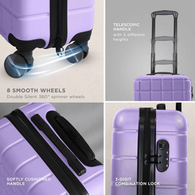 AVIO Lilac Atlas 52cm Cabin Suitcase Lightweight Carry On Luggage Hard ...