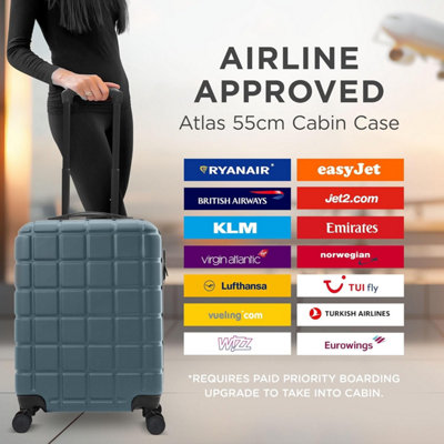 AVIO Mineral Blue Atlas 52cm Cabin Suitcase Lightweight Carry On ...