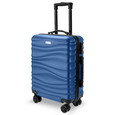 AVIO Navy Wave Cabin Suitcase 55x40x20cm Lightweight Hard Shell Carry ...