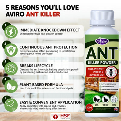 Aviro Ant Killer Powder - Naturally Derived, Pet Friendly Ant Powder ...