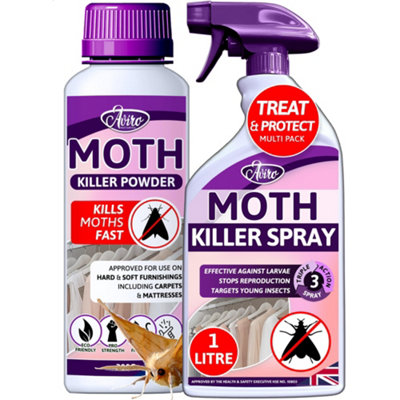Aviro Moth Killer Pack - Fast Acting Moth Repellent Spray & Powder for ...