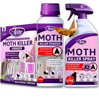 Aviro Moth Killer Pack - Moth Spray, Natural Moth Powder & Moth ...