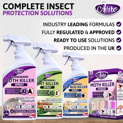 Aviro Moth Killer Spray - Fast Acting Moth Repellent for Wardrobes ...