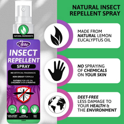 Aviro Natural Insect, Bug & Mosquito Repellent Spray - DEET-Free, Lemon ...