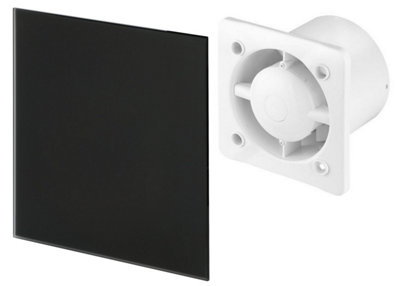 Awenta 100mm Pull Cord Extractor Fan Matte Black Glass Front Panel TRAX ...