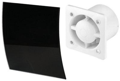 Awenta 100mm Pull Cord Extractor Fan Shiny Black Glass Front Panel ...