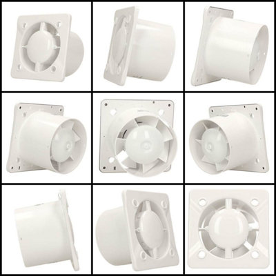 Awenta 100mm Pull Cord VORTEX Extractor Fan White ABS Front Panel Wall ...